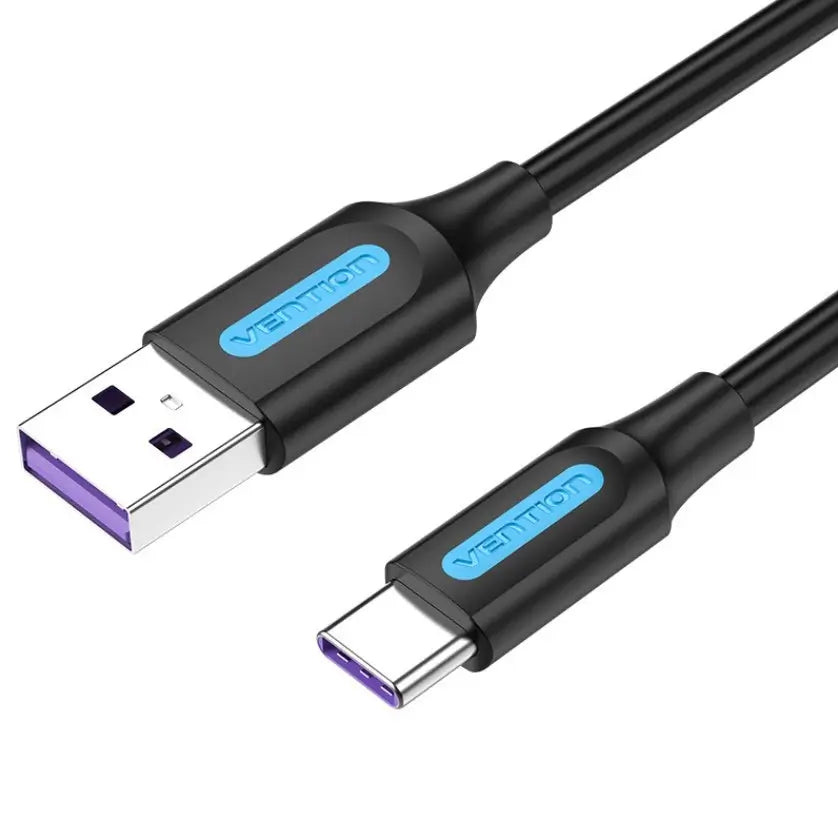 Cablu USB 2.0 USB A - USB C 3m 5A dublu ecranat negru 480Mbps VENTION ...